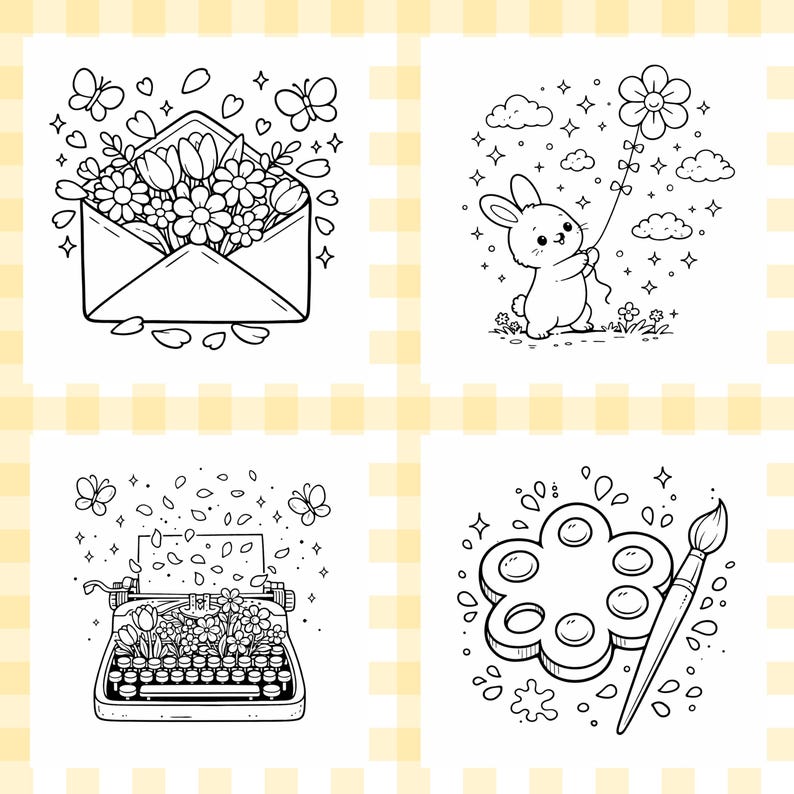 Cozy Spring Coloring Pages, Simple and Bright Drawings, Relaxing ...