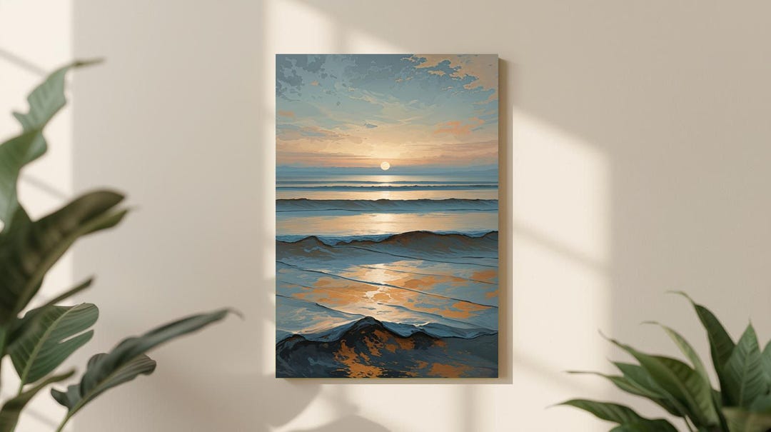 Abstract Seascape Wall Art | Minimal Ocean Horizon With Soft Tones ...