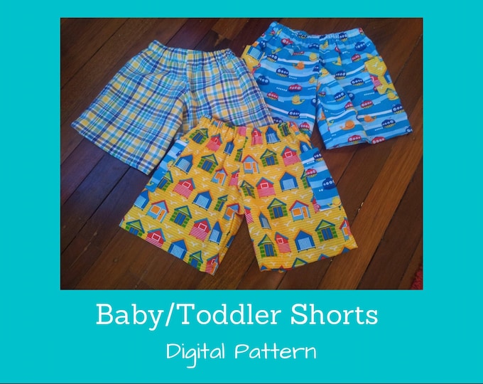 Printable Pattern Online Tutorial - Easy Sew Baby Toddler Size 1 Shorts ...