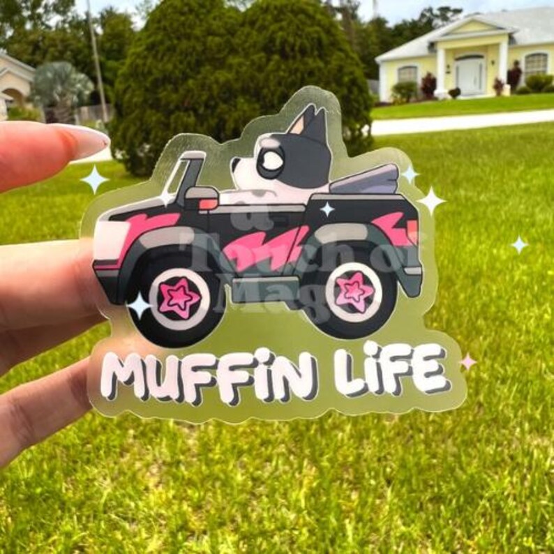 Bluey Muffin Life Waterproof Transparent Sticker - Etsy
