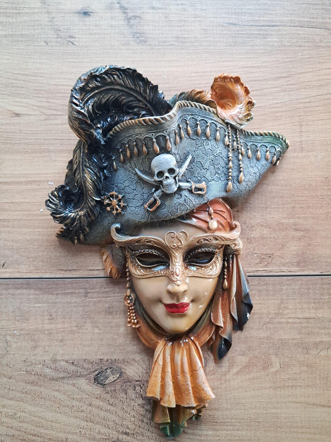Handmade Venetian Pirate Wall Mask, Resin Skull Decor - Etsy