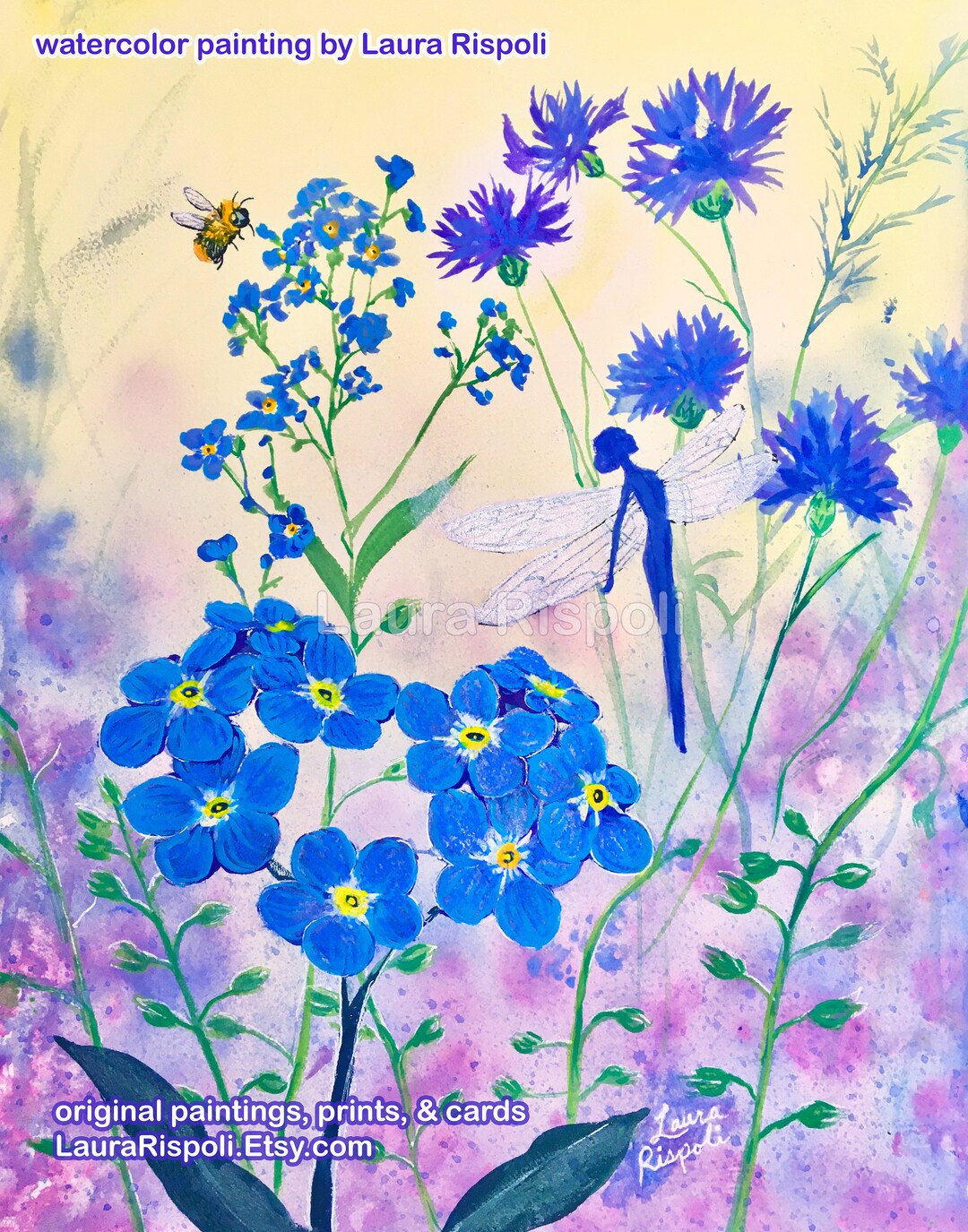 Original or Print or Cards of Painting by Laura Rispoli Dragonfly Fairy ...