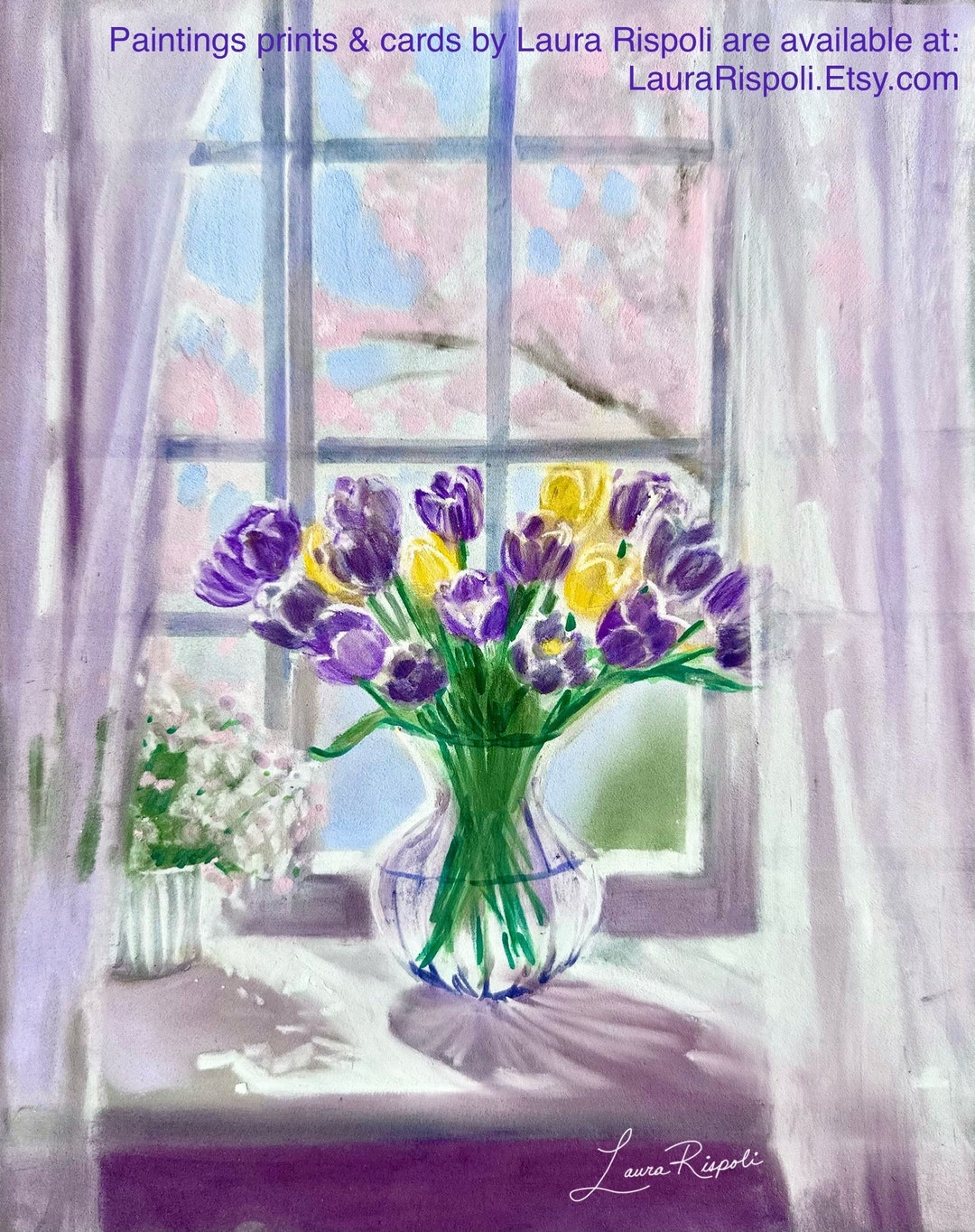 Original or Print or Cards of Painting by Laura Rispoli Purple Tulips ...