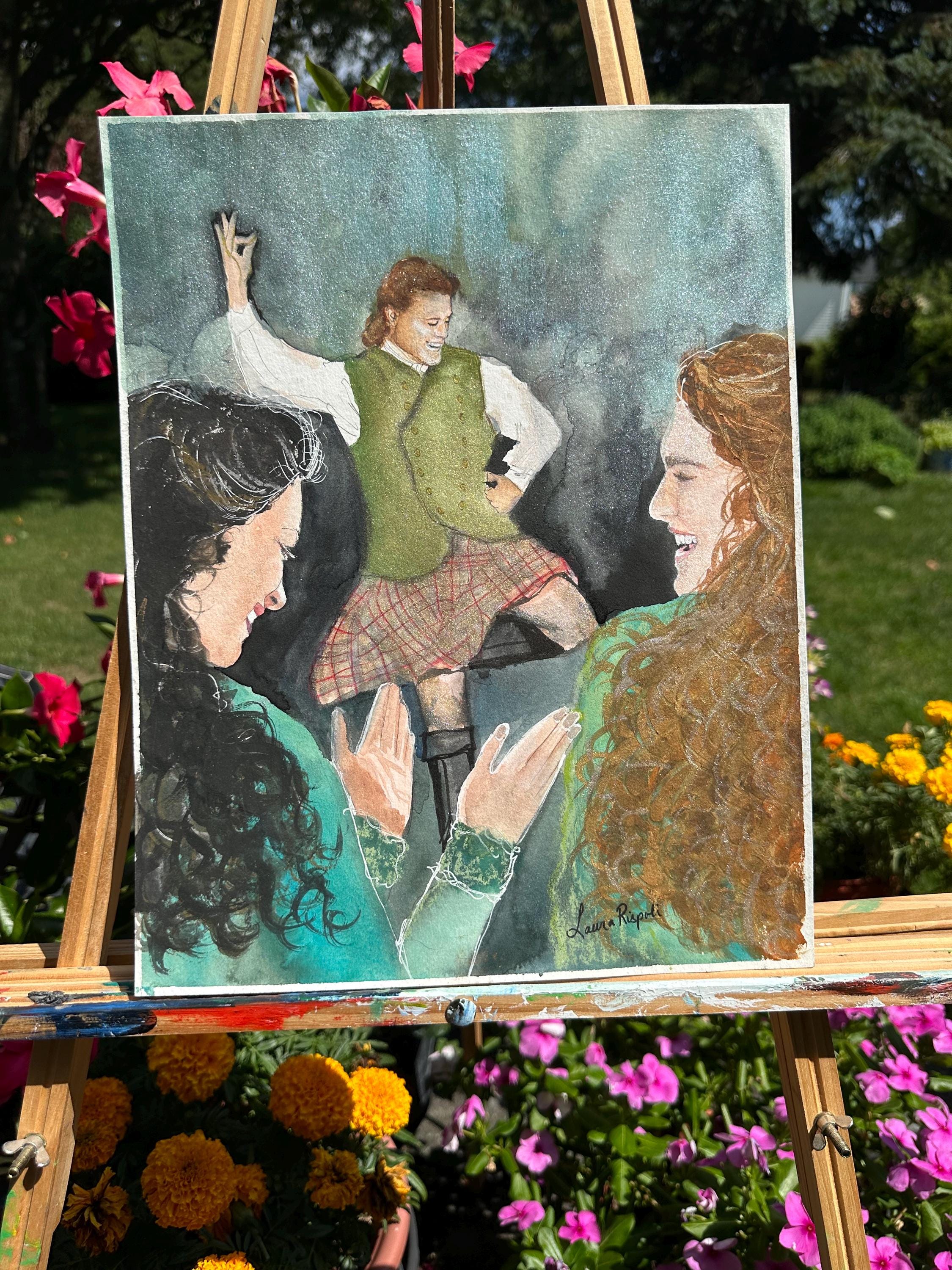 Print of Watercolor Painting by Laura Rispoli Happy Scottish Dance Kilt ...