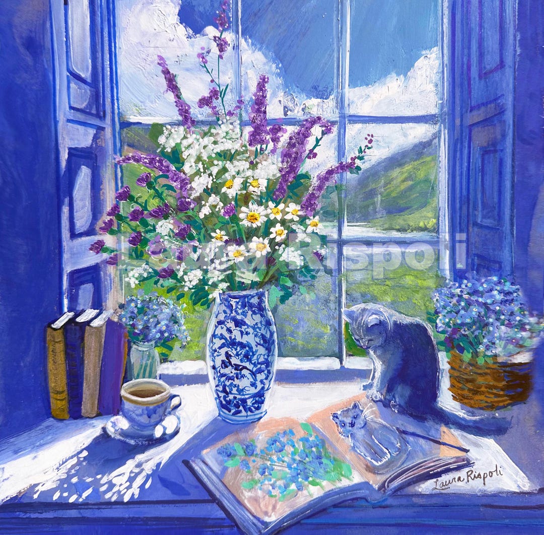 Original or Print or Cards of Painting by Laura Rispoli Blue Vase ...