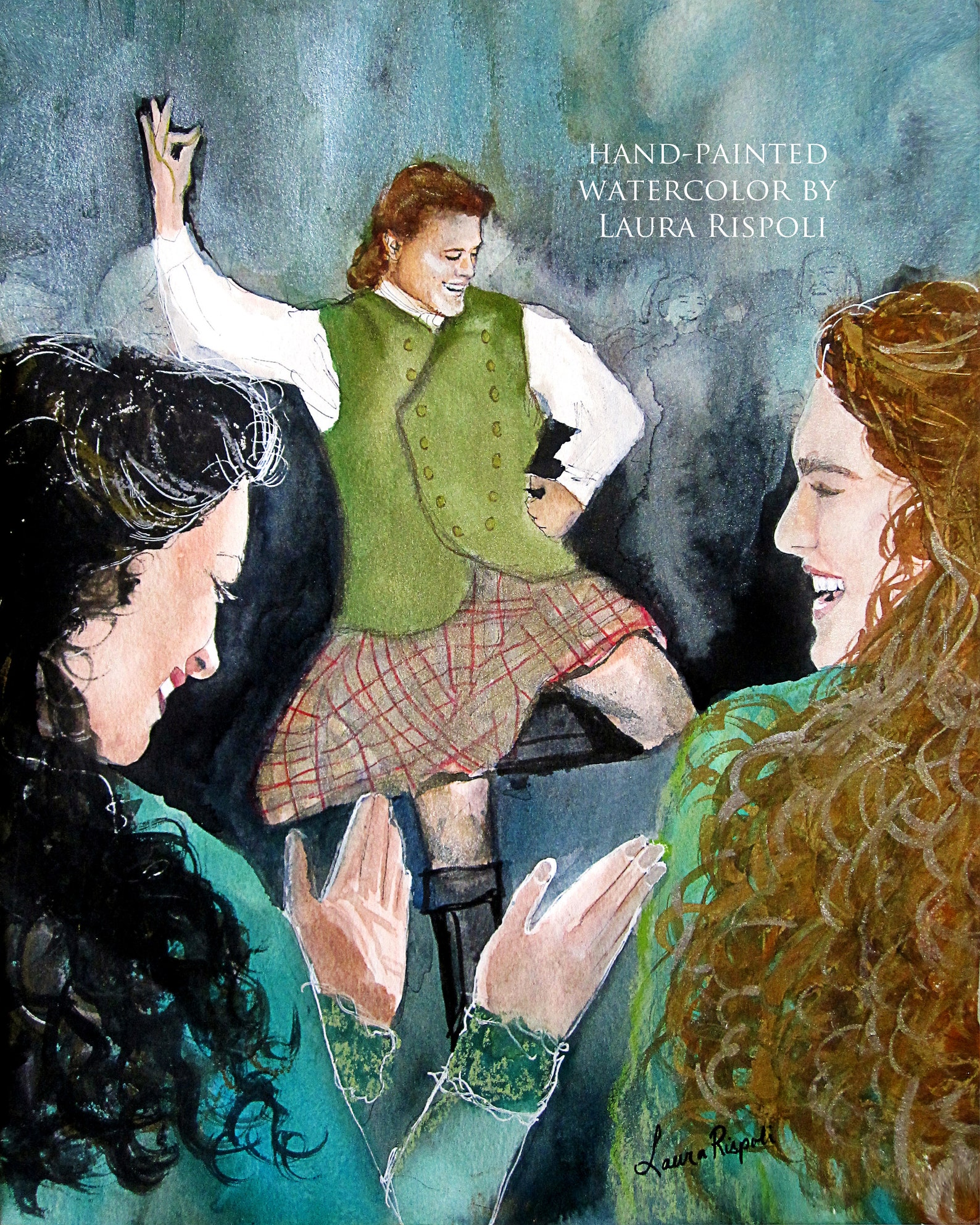 Print of Watercolor Painting by Laura Rispoli Happy Scottish Dance Kilt ...