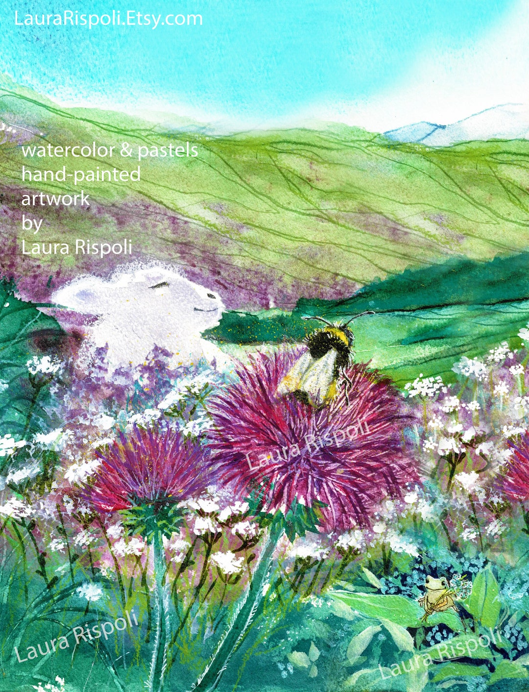 Print of Painting by Laura Rispoli Watercolor Art Happy Lamb Scottish ...