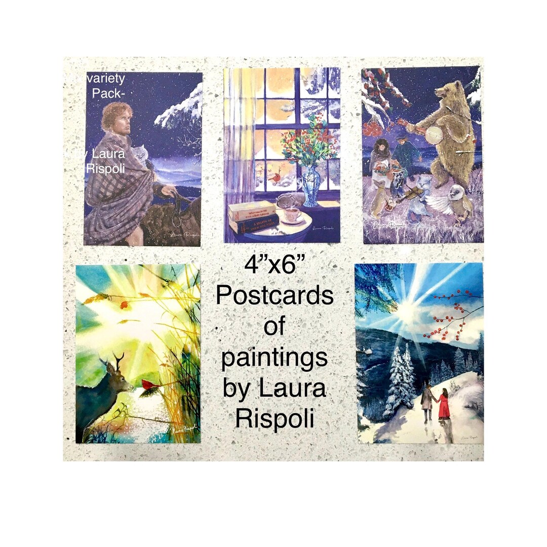 POSTCARDS Winter Pack of Laura Rispoli Snowscape Paintings 4x6 Holiday ...
