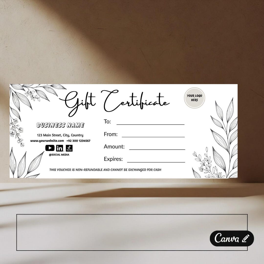 Boho Gift Certificate Template | Editable Canva Voucher (PDF, JPG, PNG ...