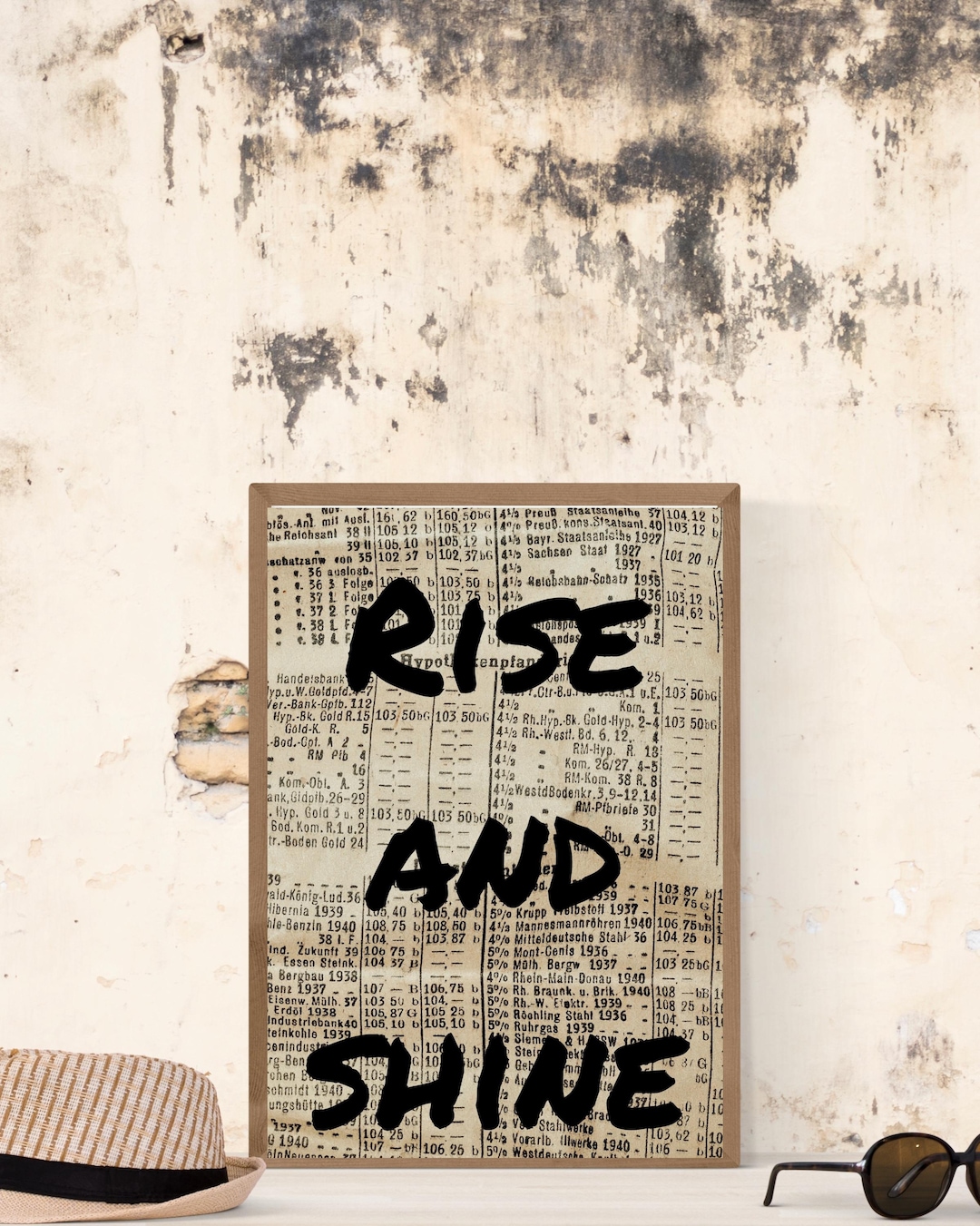 Rise and Shine Poster | Retro Newspaper Wall Art | Motivational ...
