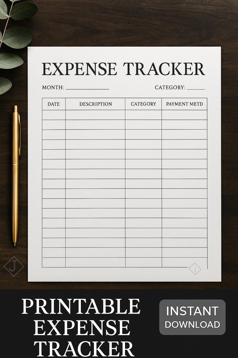 Expense Log Printable | Monthly Budget Tracker | Financial Planner ...