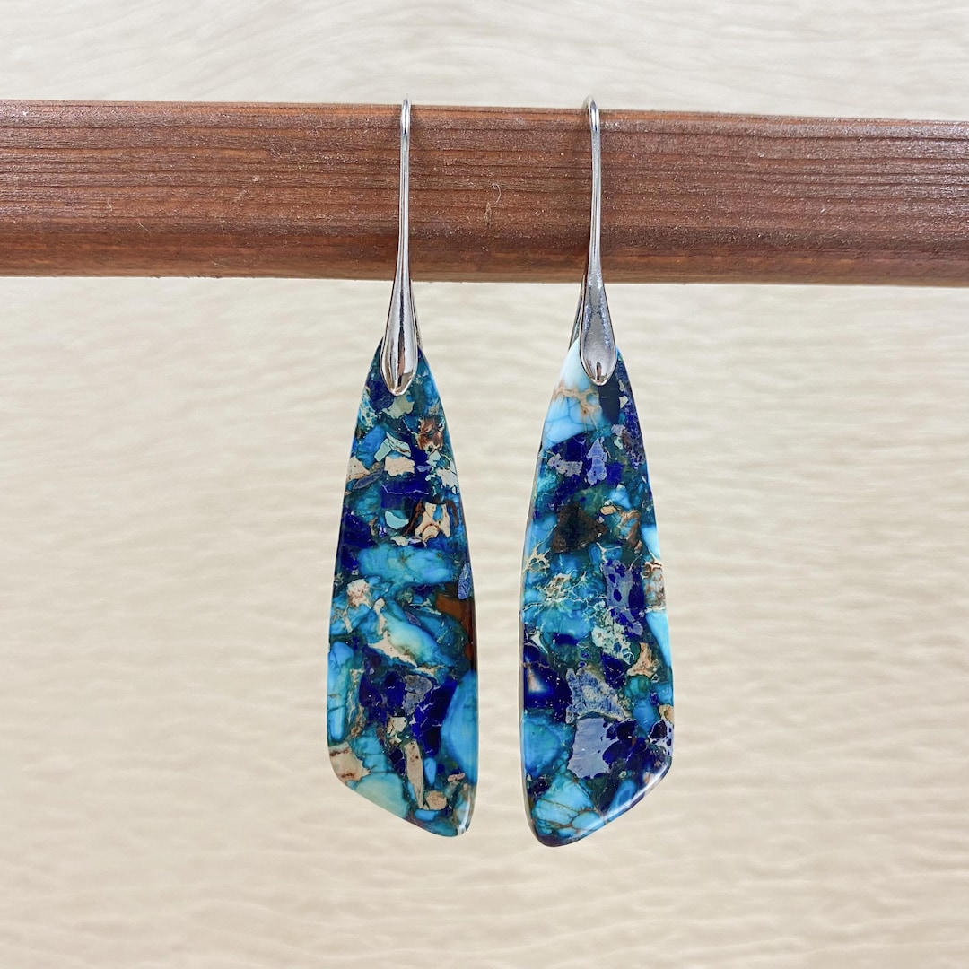 Sea Sediment Jasper Drop Earrings: Natural Stone, Healing Jewelry - Etsy