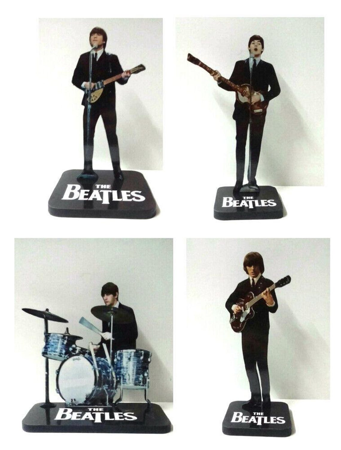 4 X THE BEATLES 8" DISPLAY Standees Cutout Figures Decor Standup Lennon ...
