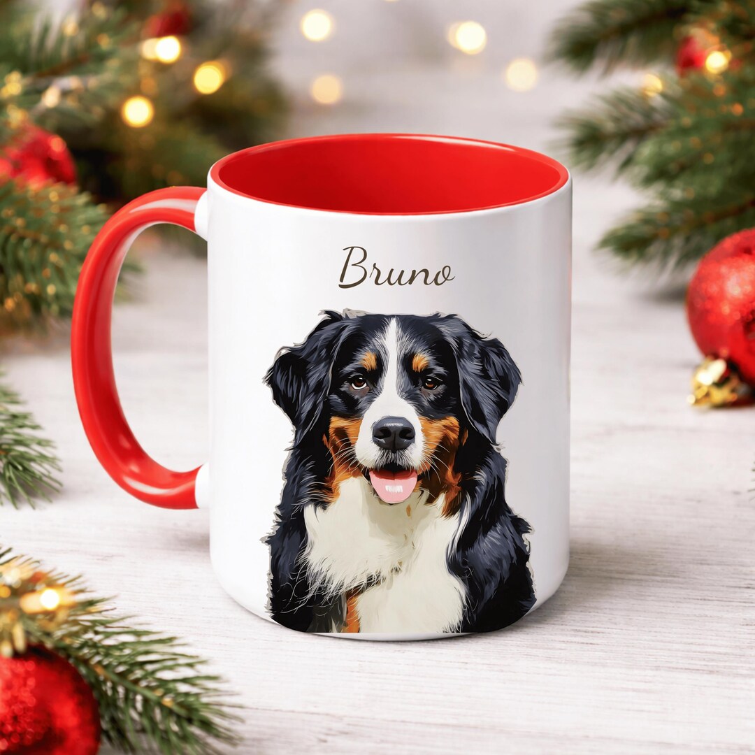 Personalized Pet Portrait Mug. Custom Dog or Cat Illustration Cup. One ...