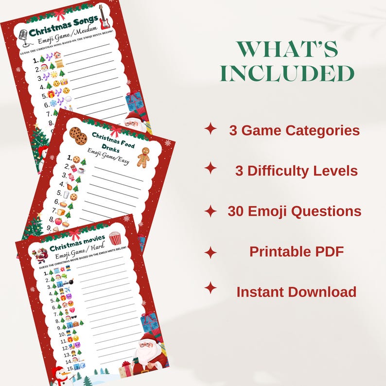 Christmas Emoji Game | Holiday Pictionary Quiz (printable) - Etsy