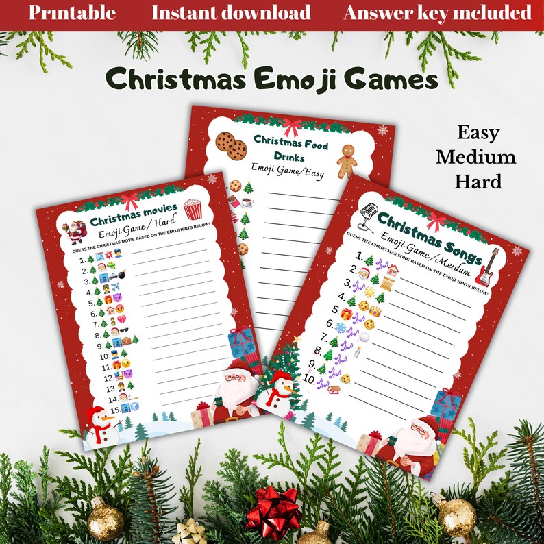Christmas Emoji Game | Holiday Pictionary Quiz (printable) - Etsy UK