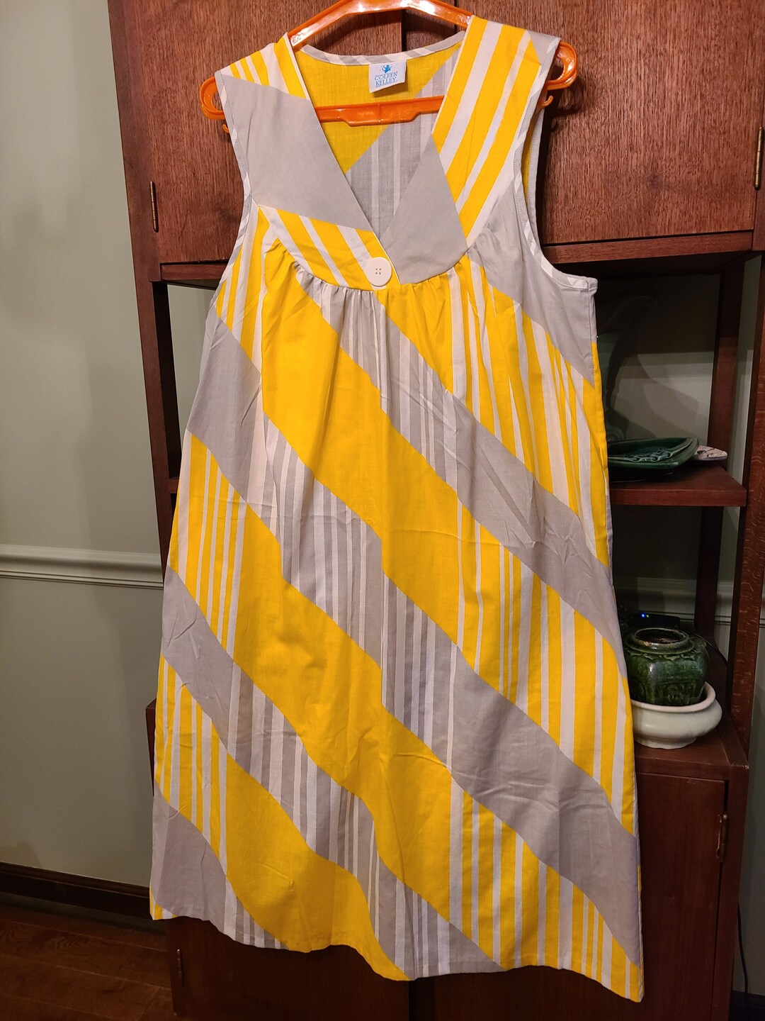 Vtg Cotton Muumuu House Dress 90's Fun Graphic Print in Yellow, White ...