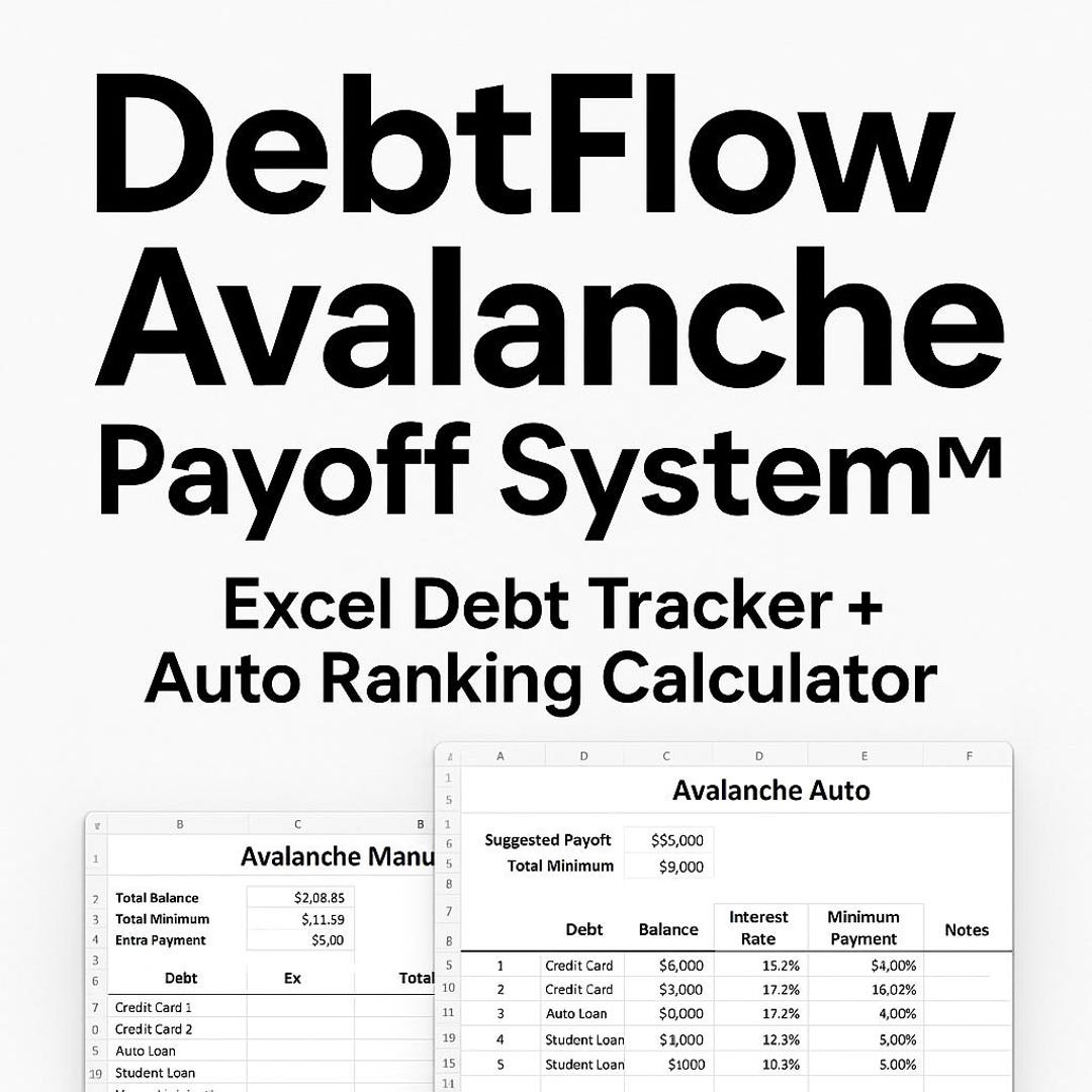 Debtflow Avalanche Payoff System™ – Excel Debt Tracker + Auto Ranking ...