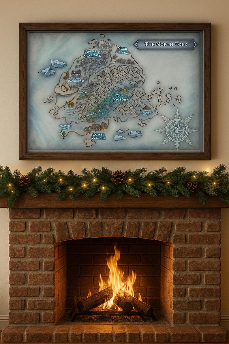 Fantasy North Pole Map – Santa’s Village Holiday Map (digital Download ...