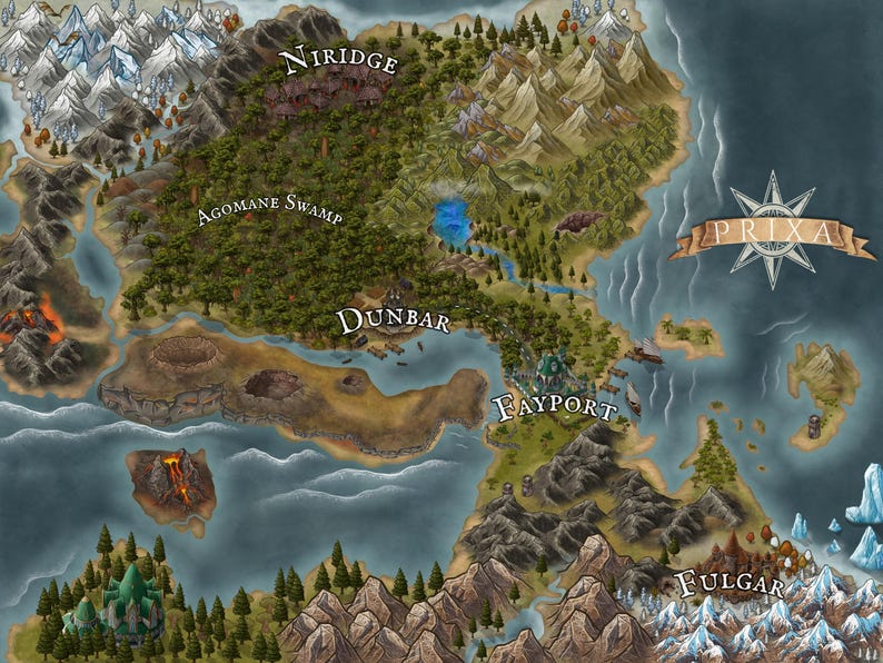 Custom Fantasy World Map for Authors / Dnd Game Masters (four Version ...