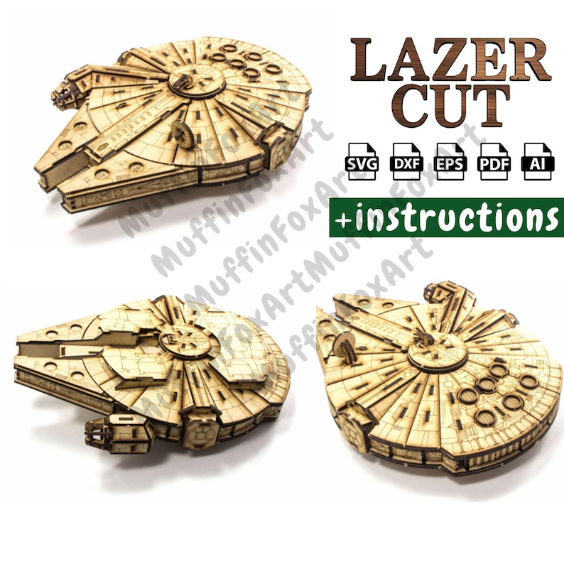 Star Wars, Millennium Falcon, Laser Cut Model, Digital Download, DIY ...