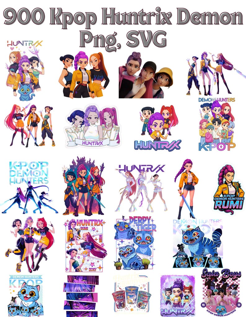 400 Huntrix Kpop Demon Hunters PNG SVG, Kpop Idol Group Shirt Design ...