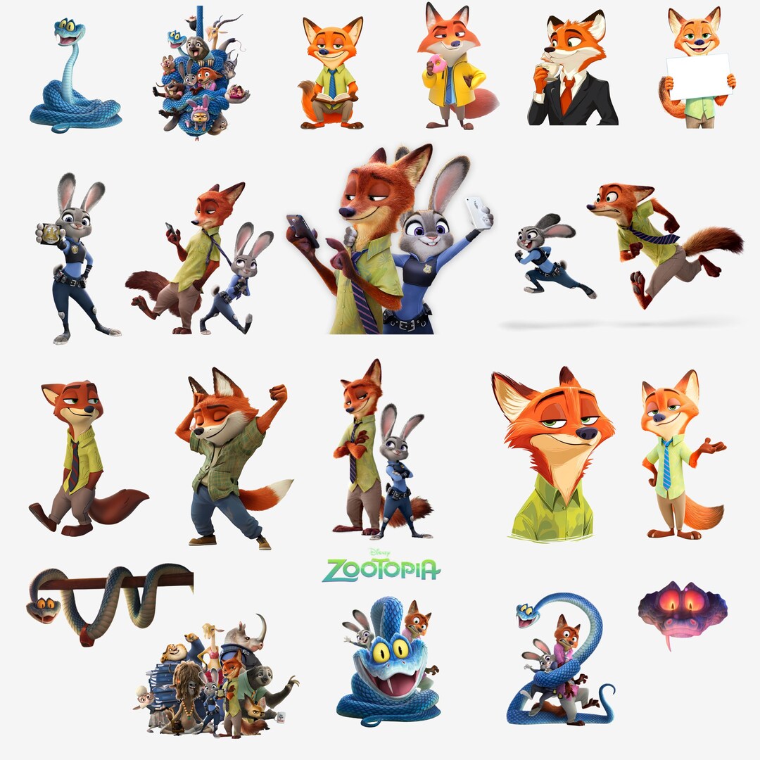 Zootopia Animals Clipart PNG Bundle, SVG Files, Sublimation Design ...