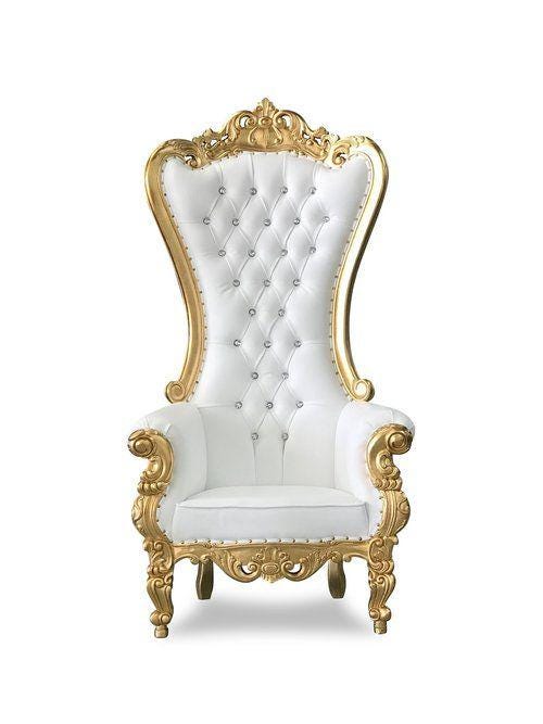 Royal Throne Chair – Luxury Gold & White Wedding Chair, Queen King ...