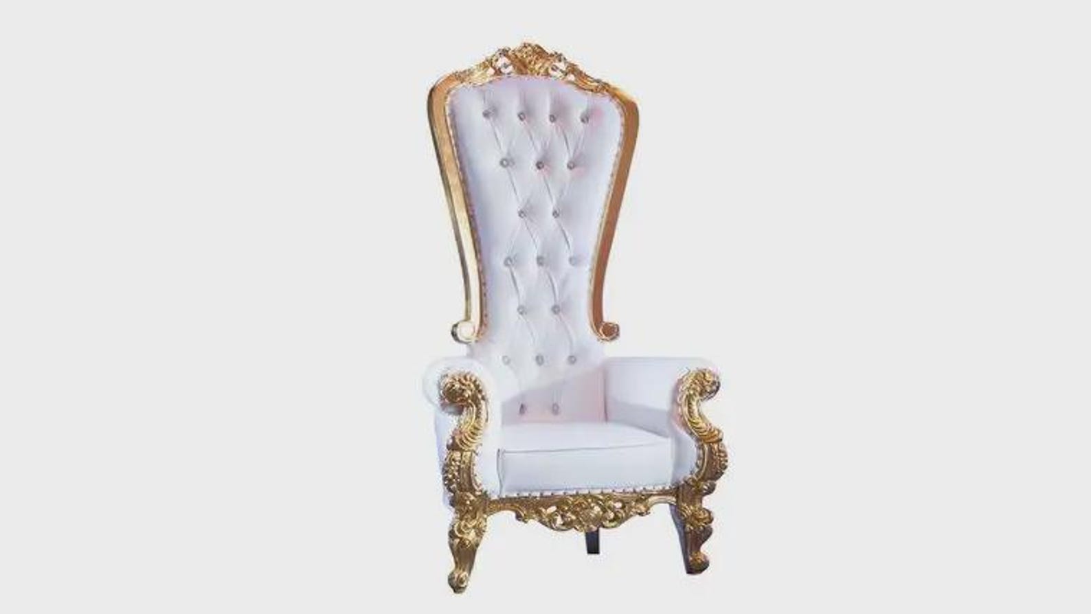 Royal Throne Chair – Luxury Gold & White Wedding Chair, Queen King ...