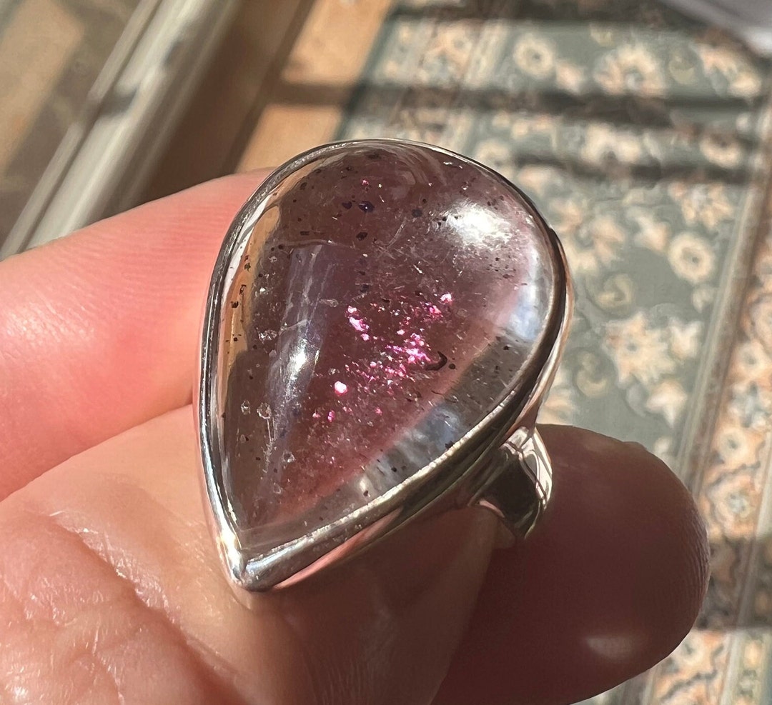 See Video! Pink Fire Quartz Cabochon With Rare Covellite Inclusions ...