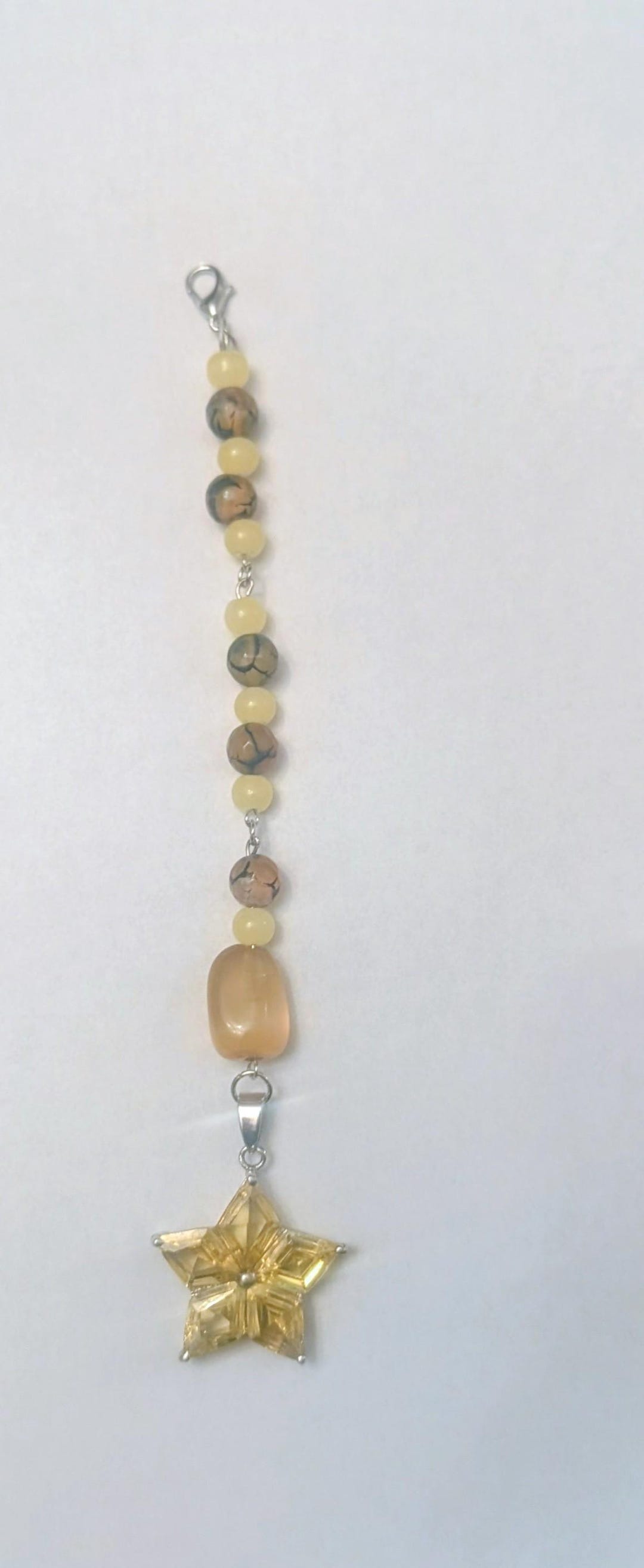 Yellow Crystal Star Keychain Real Stone - Etsy