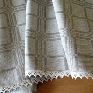 Linen Tablecloth Checked Natural White Gray Linen Lace 59x59 - Etsy