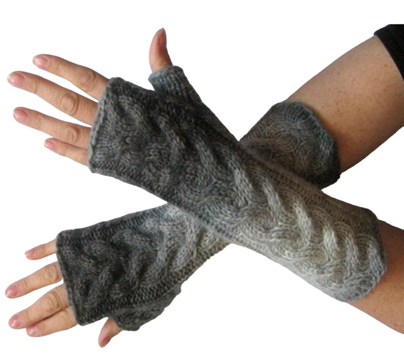 Fingerless Gloves Light Dark Gray Wrist Warmers - Etsy
