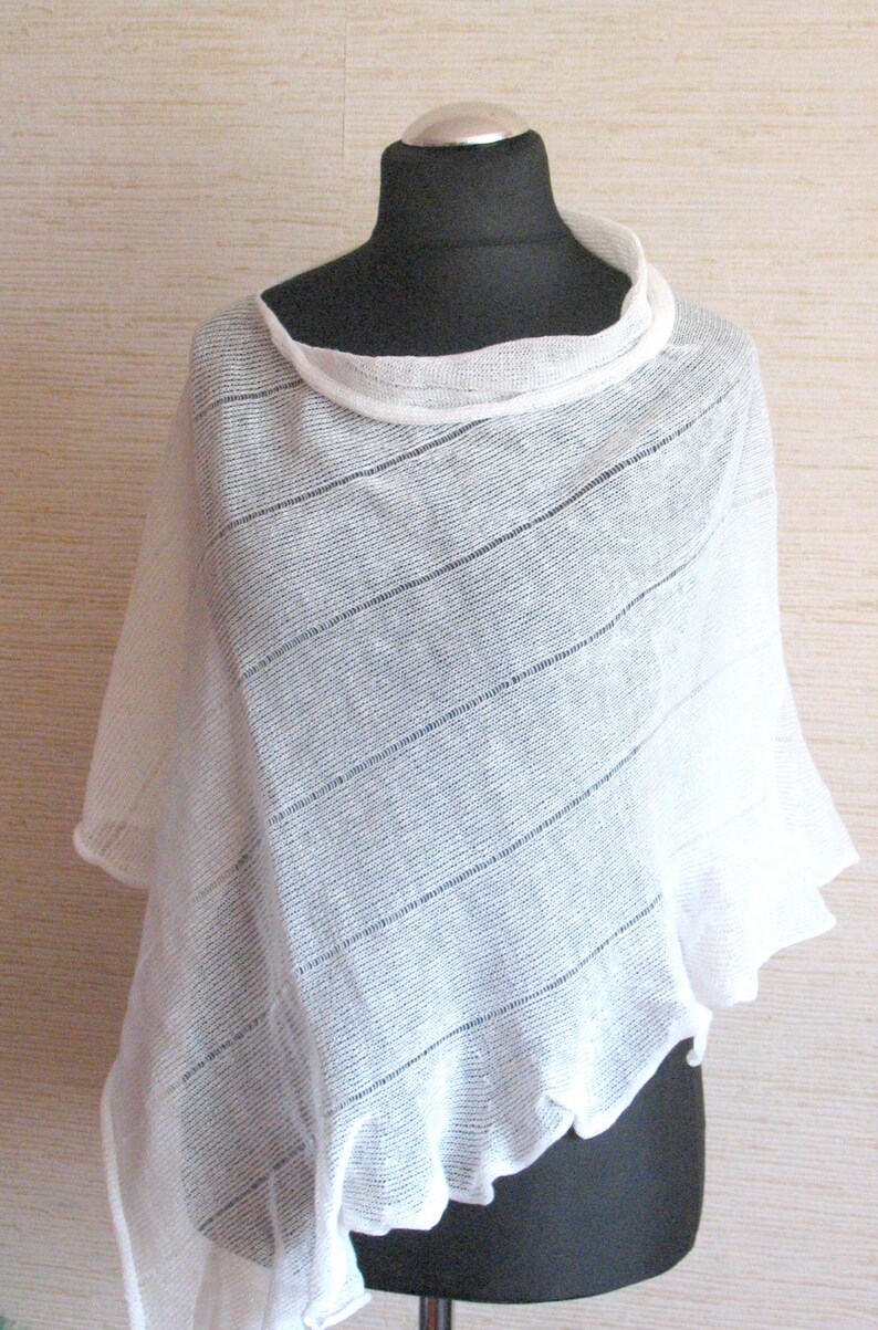 Linen Shawl Cape Clothing White Stripes Striped / Clothing for - Etsy