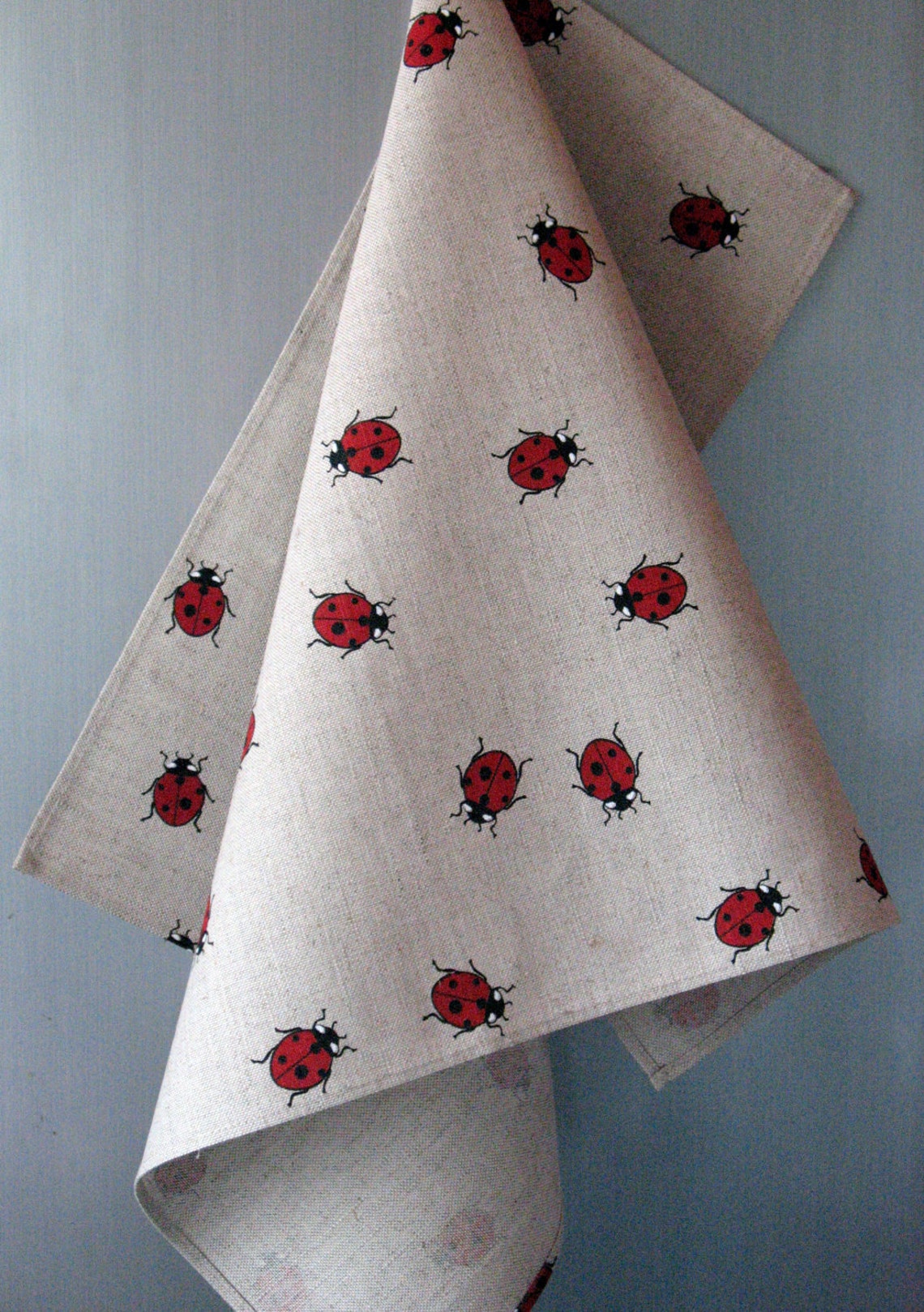 Linen Cotton Dish Towels Tea Towels Ladybug Red Black Tea - Etsy