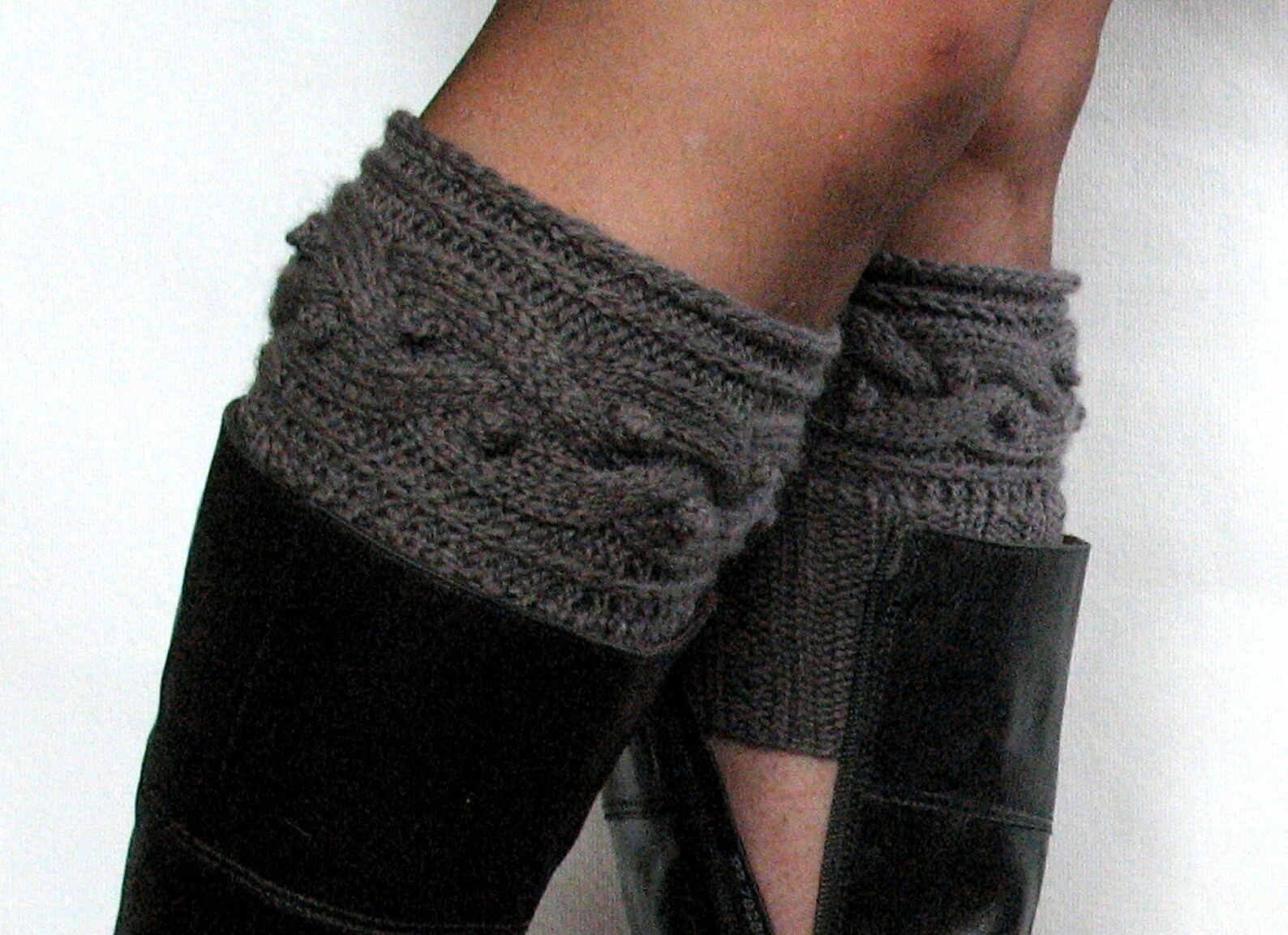 Dark Gray Boot Cuff Boot Toppers Leg Warmers Boot Socks Knit - Etsy