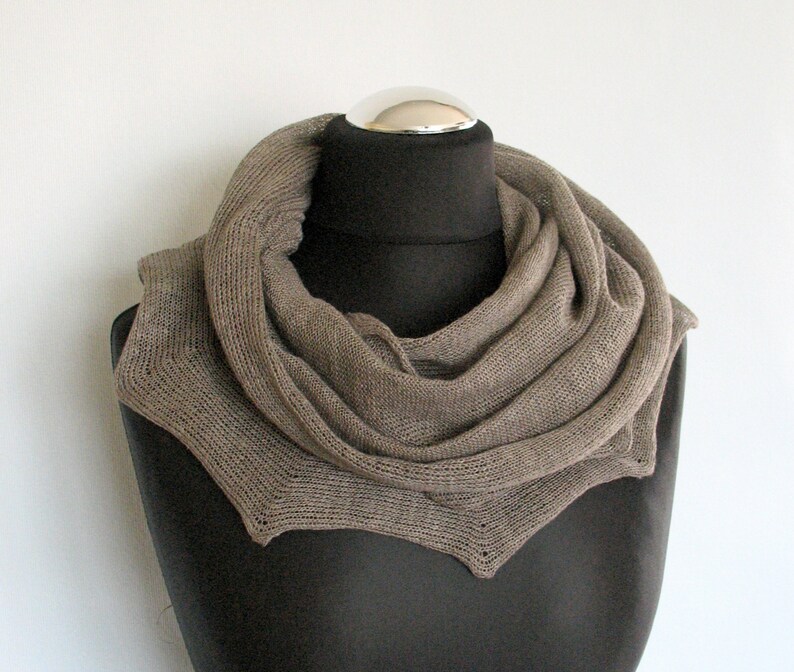 Linen Scarf Natural Gray Infinity Scarf Cowl Wrap | Etsy