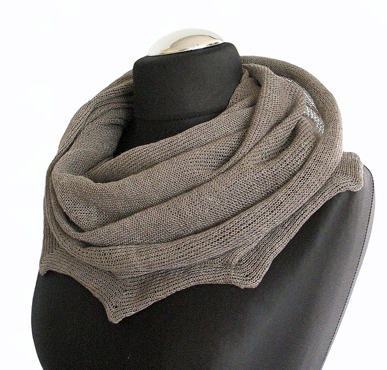 Linen Scarf Natural Gray Infinity Scarf Cowl Wrap | Etsy