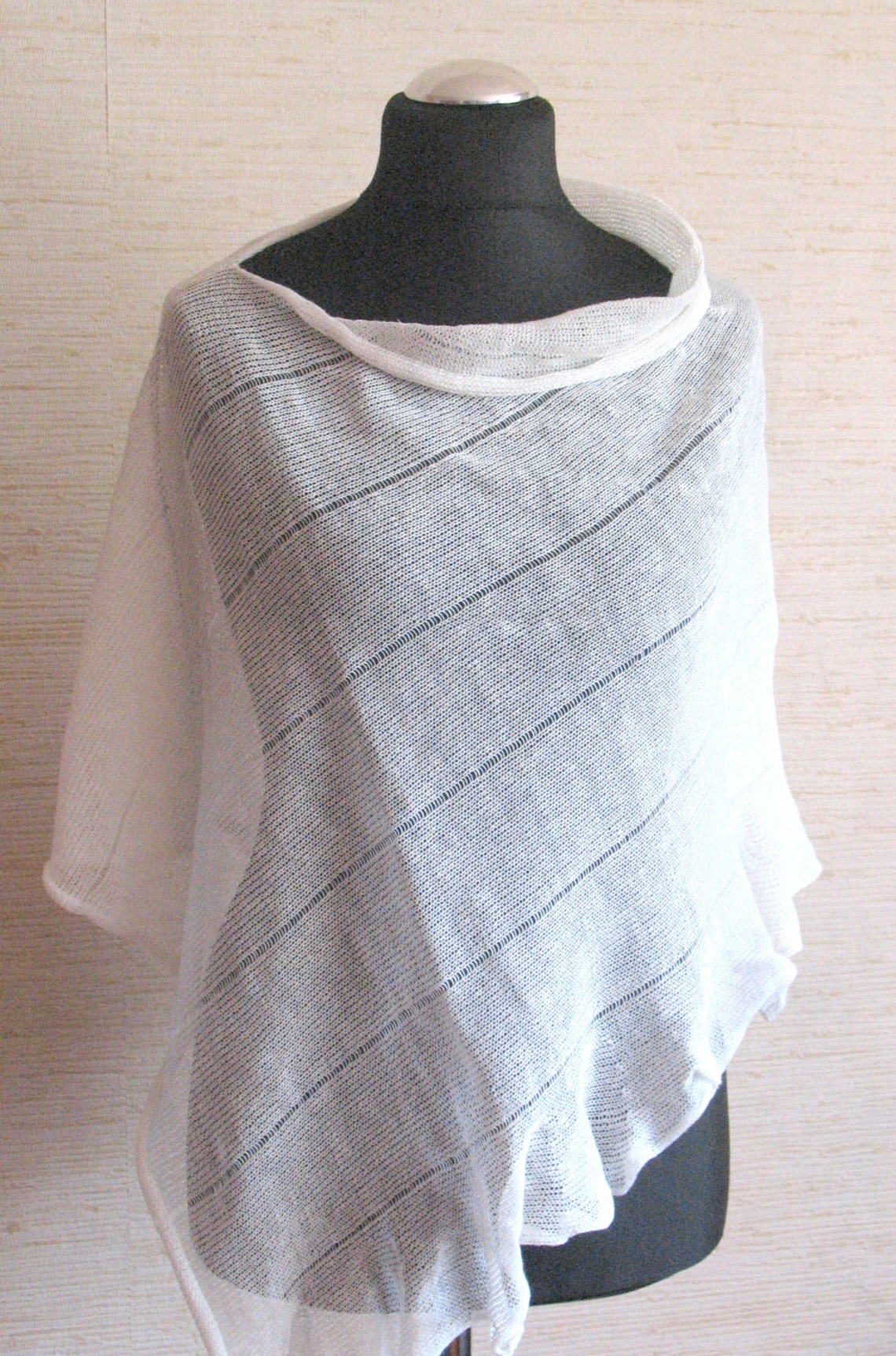 Linen Shawl Cape Clothing White Stripes Striped / Clothing for - Etsy