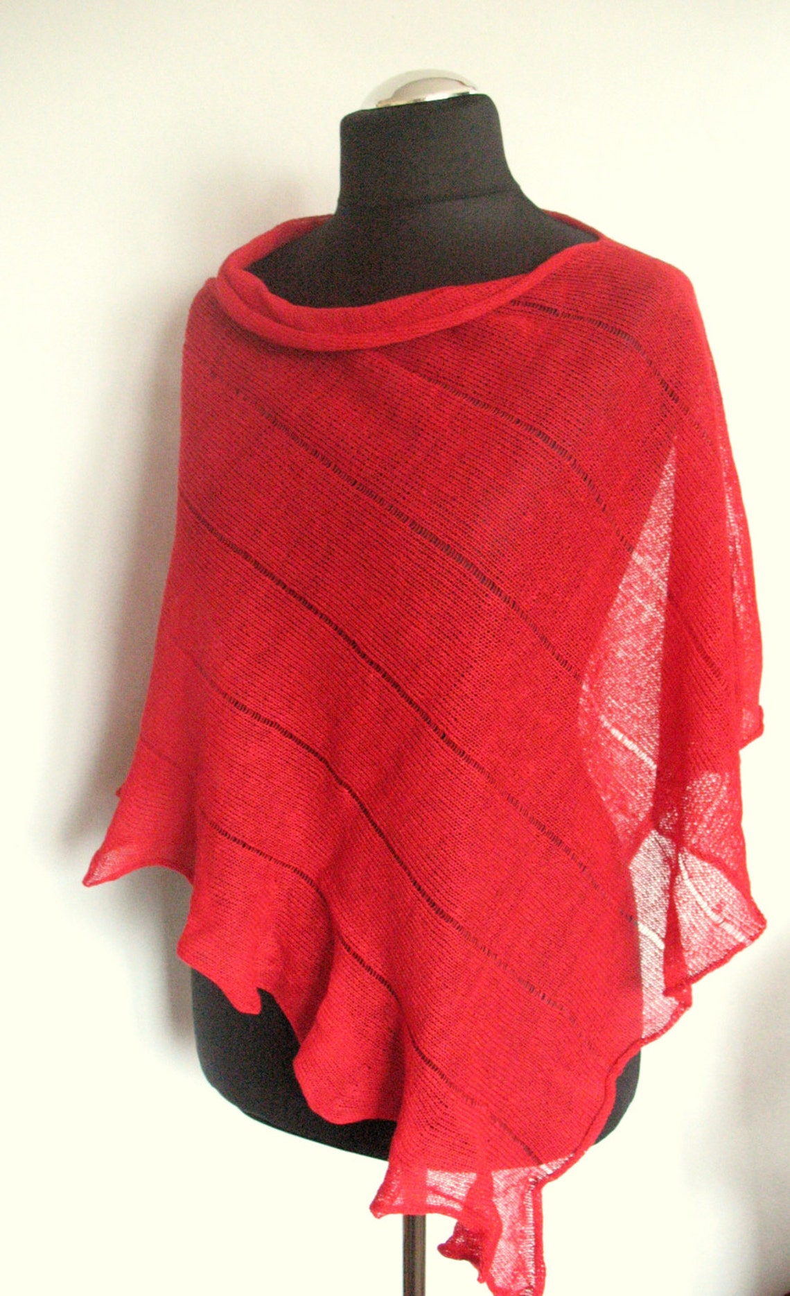 Linen Shawl Cape Clothing Black Stripes Striped / Clothing for | Etsy