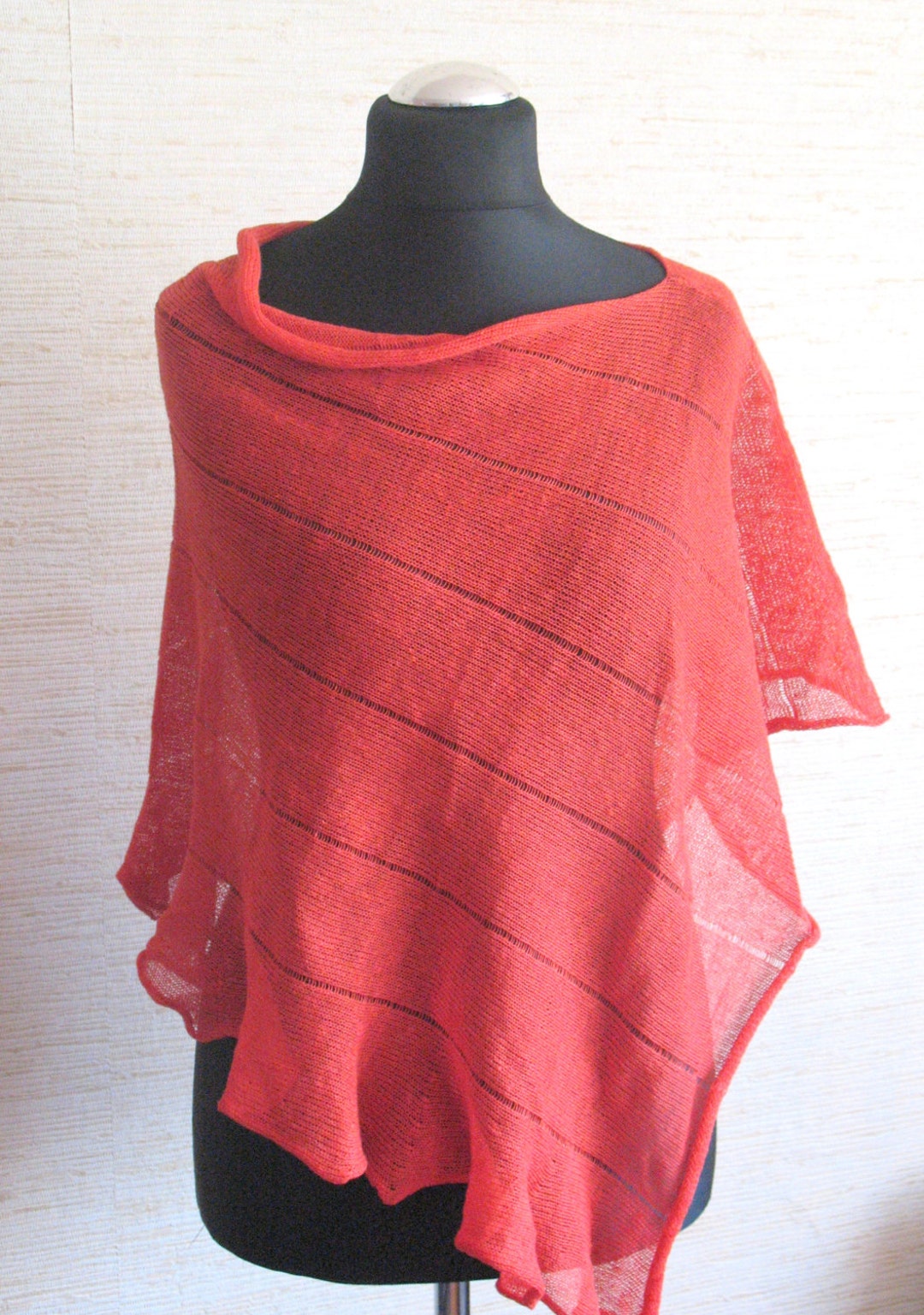 Linen Shawl Cape Clothing Red Stripes Striped / Clothing for Women - Etsy