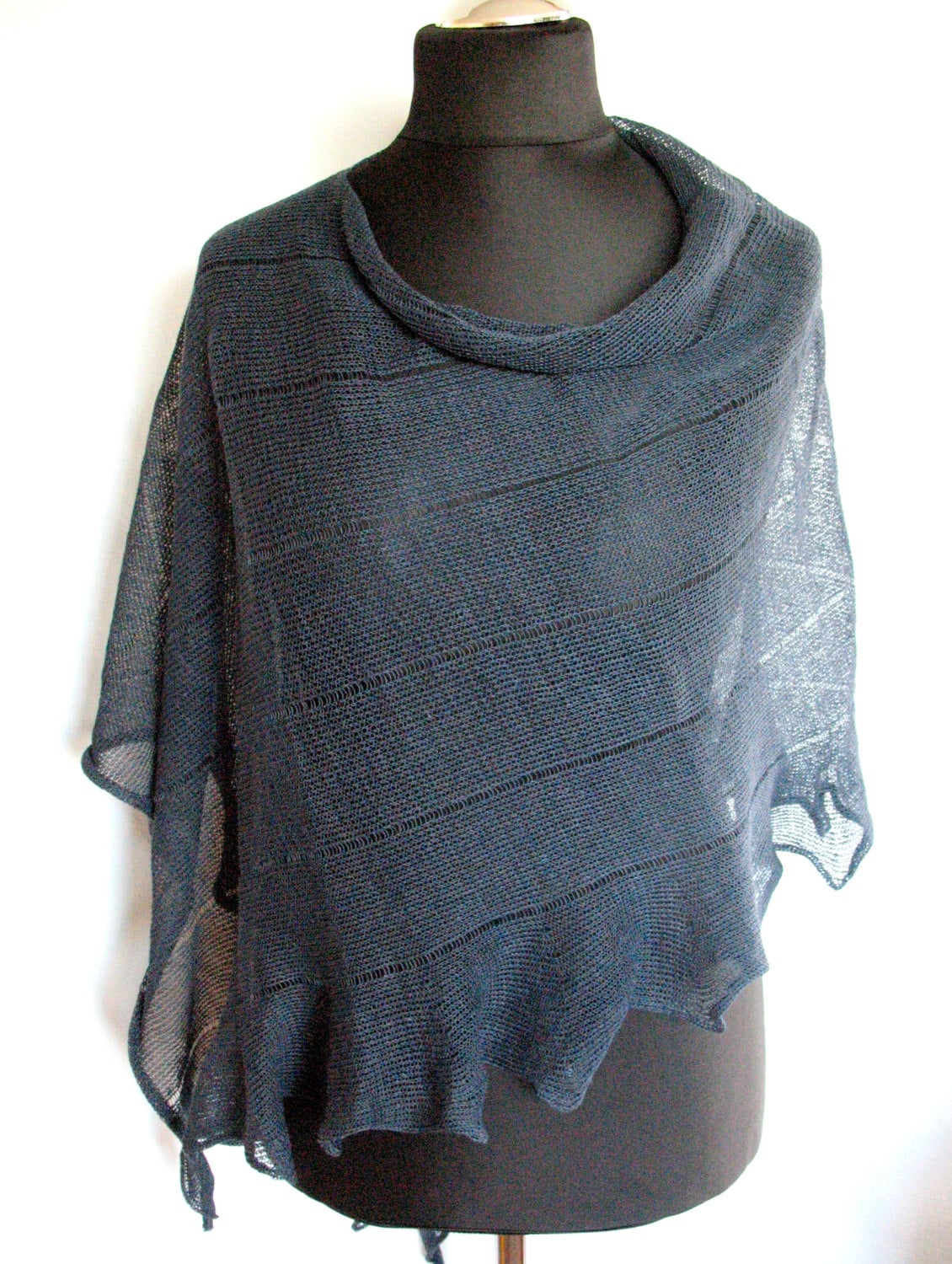 Linen Shawl Cape Clothing Red Stripes Striped / Clothing for | Etsy