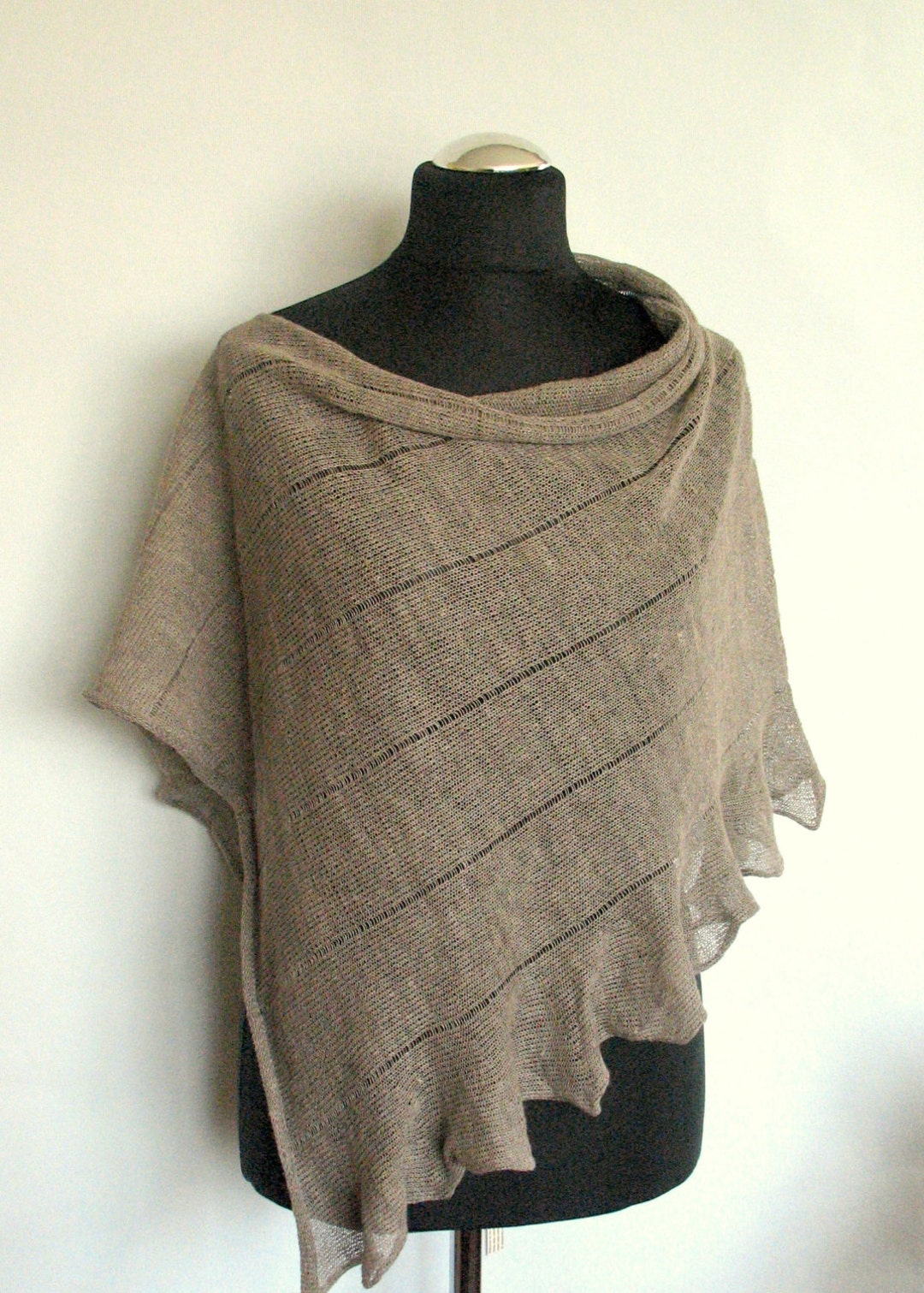 Linen Shawl Cape Clothing Natural Gray Stripes Striped / Clothing for ...