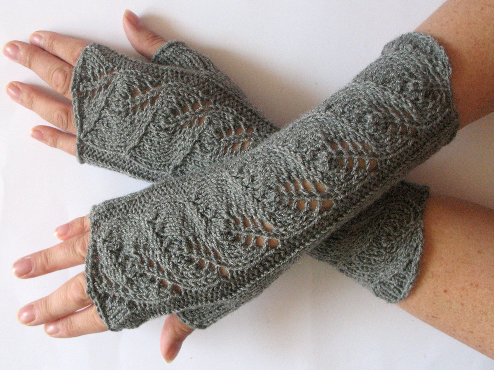 Gray Fingerless Gloves Mittens Light Gray 10 Arm Warmers | Etsy