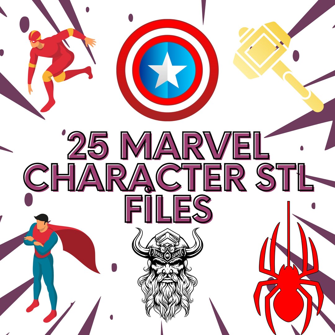 25 Marvel Superhero STL Bundle | 3D Print Files | Comic Characters Pack ...