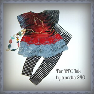 BFC Ink Doll Clothes, Best Friends Club Tunic Top Leggings Necklace ...