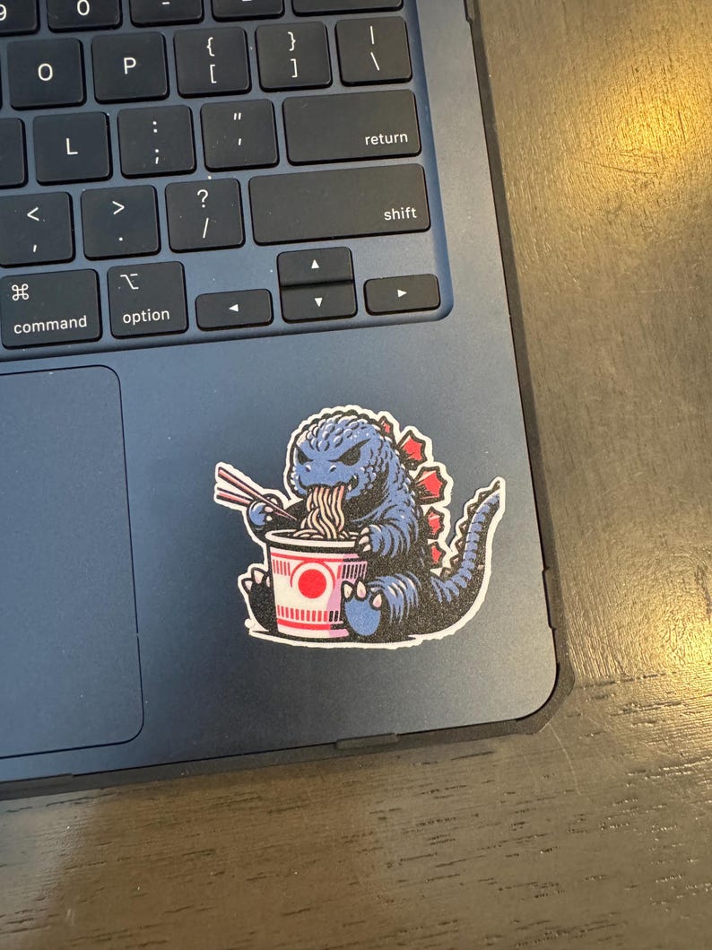 Cute Godzilla Kaiju Eating Ramen Sticker - Unique Vinyl Decal - Etsy