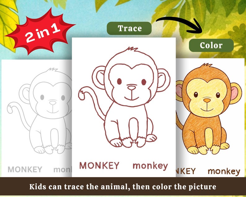 Wild Animals Tracing Worksheets for Kids (ages 4–7) | Jungle Animal ...