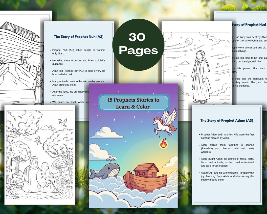 Ramadan Islamic Coloring Book for Kids | 15 Prophets Stories to Learn ...