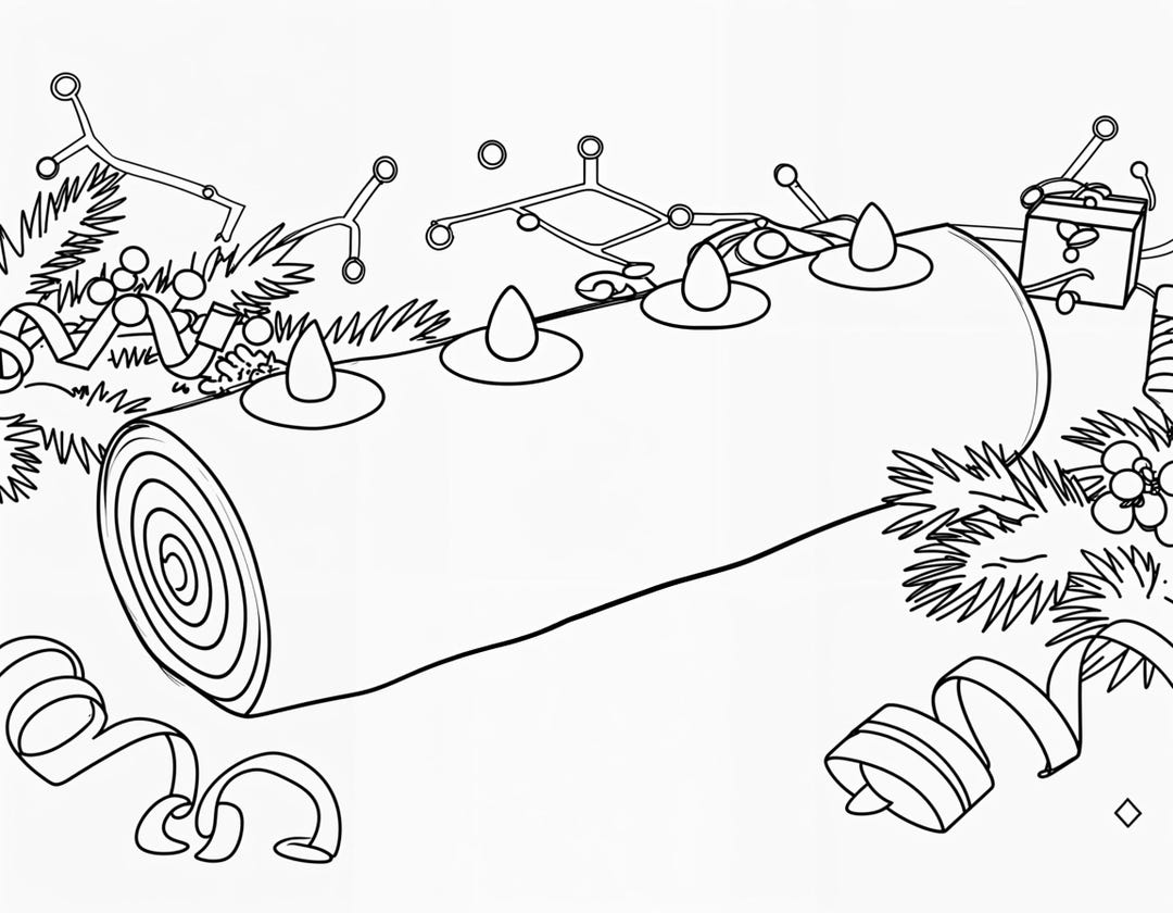 5 Printable Coloring Pages of Christmas Yule Log Designs - Etsy